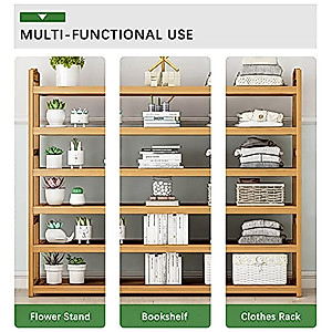 QUMENEY 7 Tier Bamboo Shoe Rack for Entryway,Tall Shoe Rack Storage Organizer, Free Standing Sturdy Shoe Shelf for Bedroom Doorway Living Room Balcony Closet Free Standing, 35.4 x 9.8 x 45.3 inch