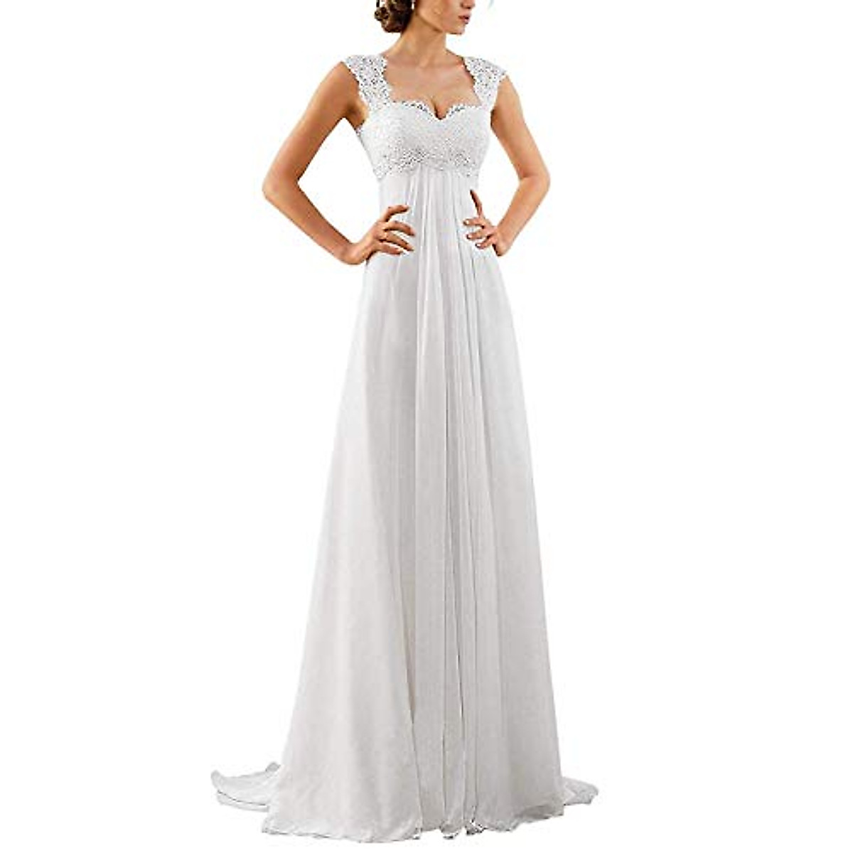 Wedding Dresses for Bride 2023 US 18W White Lace Plus Size Bridal Gowns for Civil Wedding for Beach Wedding for Pregnant Bride