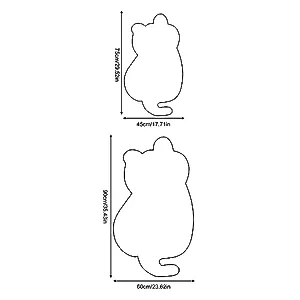 QWINEE Cute Cat Animal Shape Plush Rugs Cat Bed Mat Non Slip Soft Bath Carpet Thick Bath Mats for Pet Bed Mat Living Room Kitchen Black 18"*30"