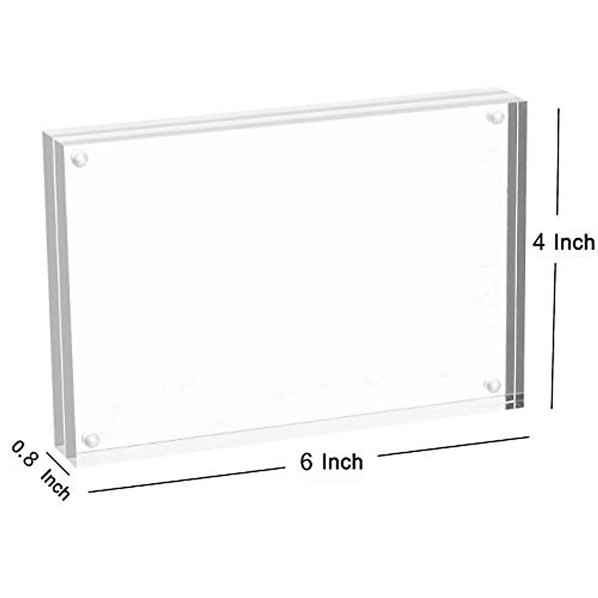 Meetu Acrylic Picture Frame 4x6,Clear Freestanding Double Sided 20mm Thickness Frameless Magnetic Photo Frames Desktop Display with Gift Box Package(5 Pack)