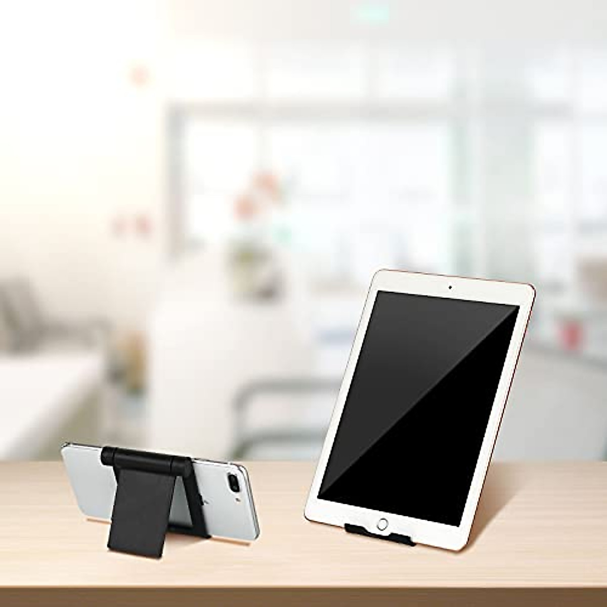 4 Pieces Cell Phone Stand Foldable Phone Holder Multi-Angle Universal Mobile Phone Stand Portable Smartphone Dock Compatible with Most Cell Phone and Tablet for Desk (Black, White, Blue, Pink)
