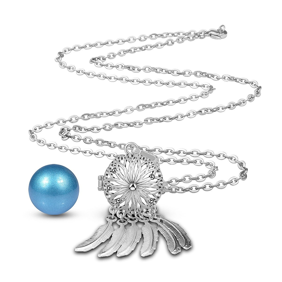 EUDORA Harmony Bola Musical Maternity Ball Baby Wings Chain Necklace Wishing Prayer Bell Locket Dodger Blue