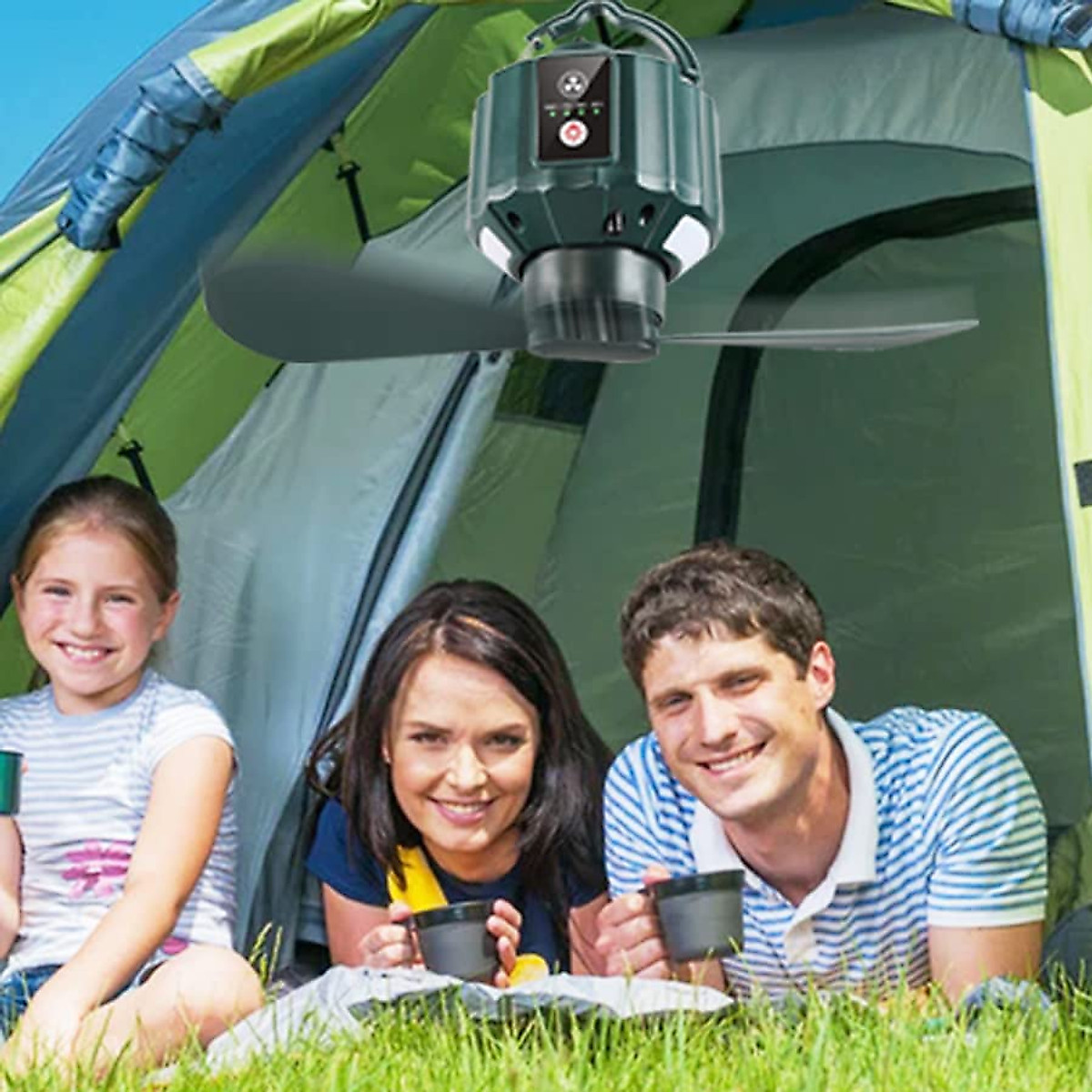 JHXZHAN 10400mAh tent fan light, canopy remote control ceiling fan, power bank, battery powered USB charging fan, suitable for fishing, outdoor, outing, camping, etc.