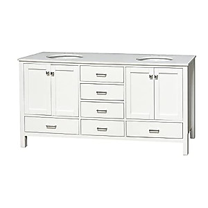 Kitchen Bath Collection Horizon 72-inch Double Bathroom Vanity (Engineered White/White): Includes White Cabinet with Engineered White Countertop and White Ceramic Sinks