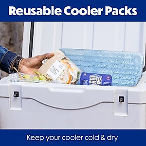 Cooler Shock Ice Packs for Cooler - 2 Reusable, Long Lasting, Cold Freezer Packs for Coolers, Lunch Bags & Totes to Keep Food Fresh - Clear