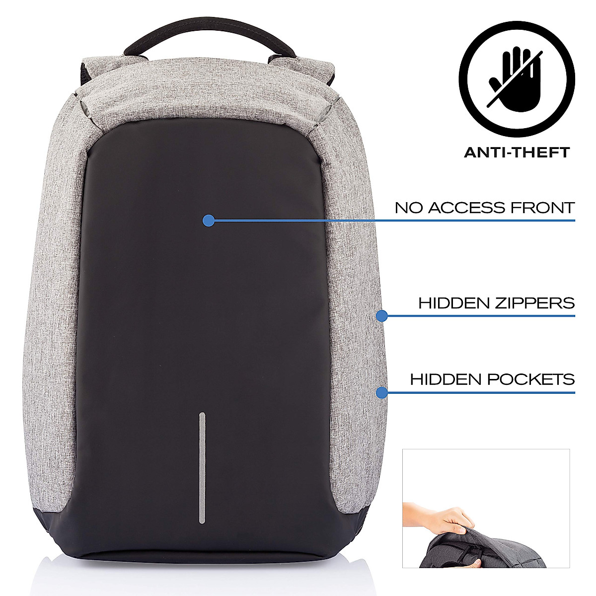 XDDesign Bobby XL 17" Anti-Theft Laptop Backpack USB Port Grey (Unisex Bag)