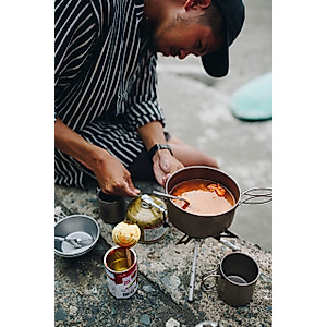 Snow Peak Titanium Multi Compact Cookset - Ultralight Camping Cookware Set with Pots & Frying Pans - Titanium Cookset for Outdoor Cooking