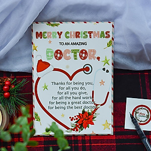 BlinkWishes Christmas Card for Doctor, Doctor Merry Christmas Greeting Card with Envelope and Seal, Thank You Christmas Gift for Doctor and Healthcare Worker, Xmas Gift Ideas
