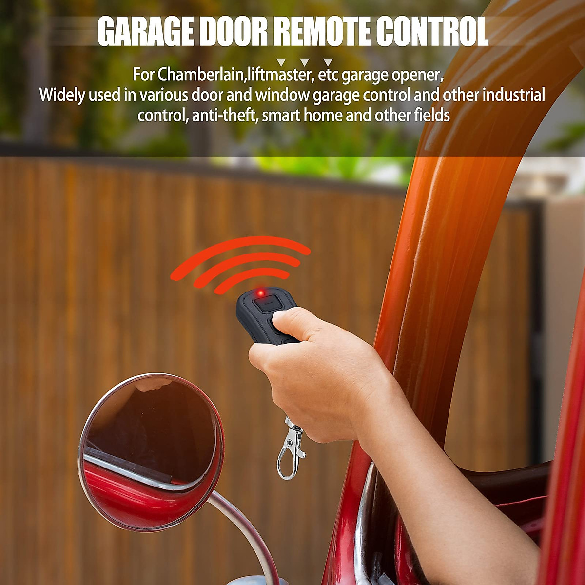 Kingdder Universal Garage Door Opener Remote for Purple Yellow Red Orange Green Learning Buttons Compatible with Chamberlain Liftmaster Garage Door Opener 3 Buttons with Key Chain(Black,3 Pcs)