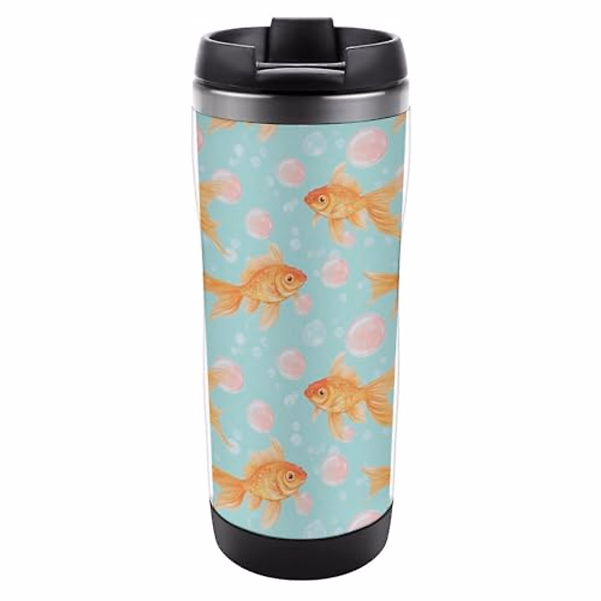 Bubblegum Fish Travel Coffee Mug Reusable Insulated Drinking Cup with Lid for Home Outdoor Works 13 Oz