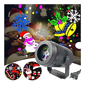 Lovedfgh Christmas Snowflake Lights Christmas LED Snowflake Projector Light Projection Outdoor Waterproof Disco Light Home Garden Party Decor 11.4 (Plug Type : EU Plug)