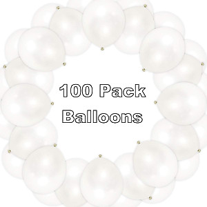 Elecrainbow 12 Inches 320 Grams Thickened White Balloons,White Party Supplies for Birthday Wedding Baby Shower Graduation Anniversary Memorial Day,100 Count