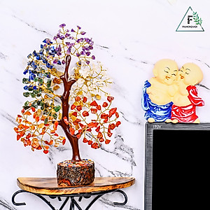 FASHIONZAADI 7 Chakra Tree - Crystal Bonsai Tree - Spiritual Decor - Spiritual Gemstones - Sculptures Home Decor - Crystal Gifts - Gemstone Tree - Tree of Life Decor - Desk Decorations