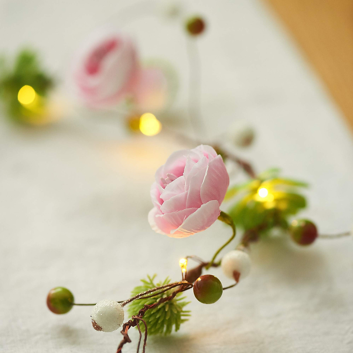 MIYA LIFE Easter Decorations Fairy String Lights | Battery Operated & Remote Controlled Bunny, Butterfly, Daisy and Rose Garland for Festive Spring Home Décor (Rose Garland)