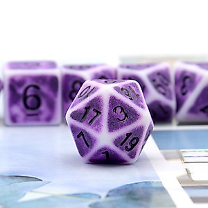 Haxtec Ancient DND Dice Set 7PCS Purple Polyhedral Dice for Dungeons and Dragons Pathfinder RPG