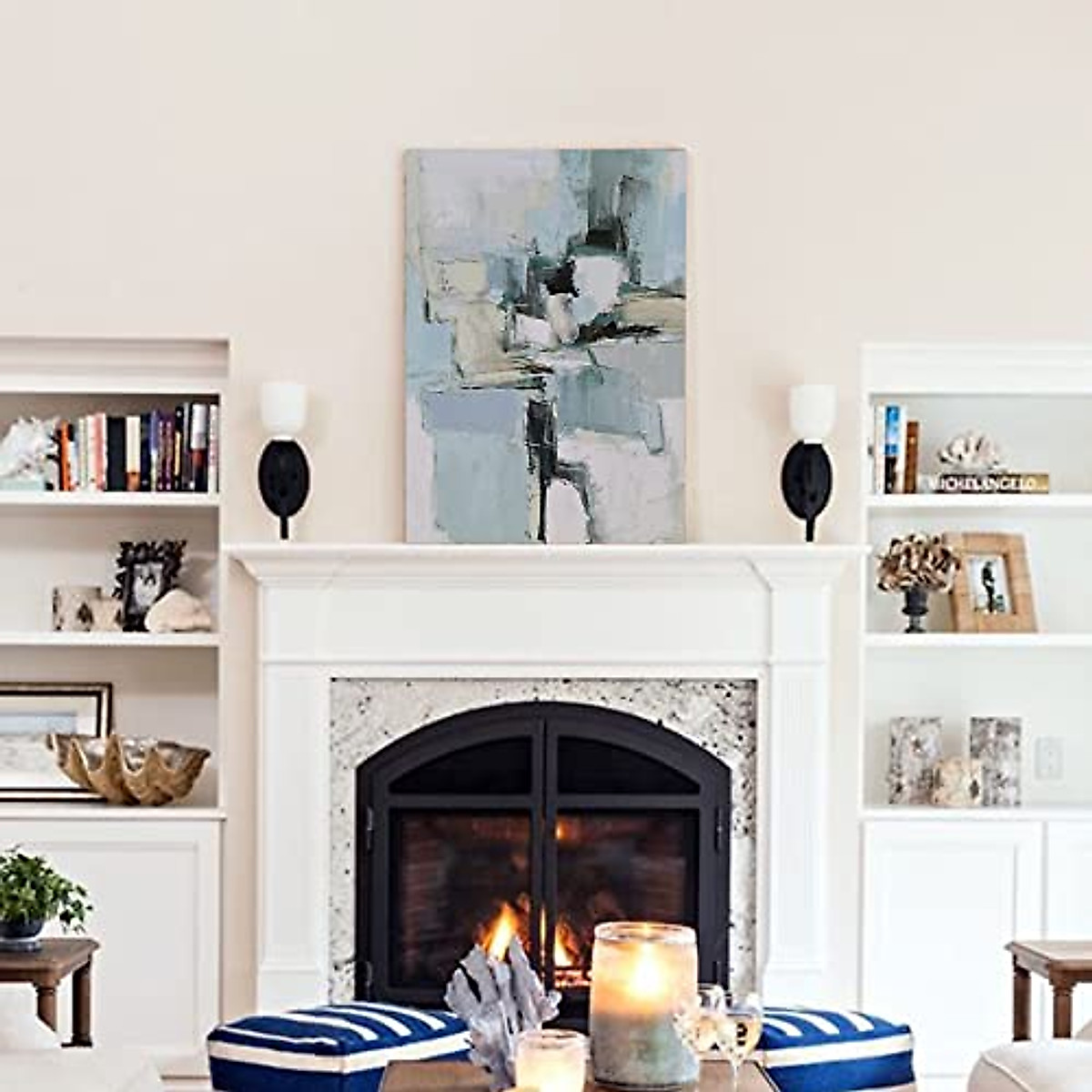 Abstract Canvas Wall Art, Yellow Grey Paintings for Living Room Bedroom Office Home Decoration Modern Canvas Artwork Abstract Art Wall Decor Ready to Hang (40x30IN)