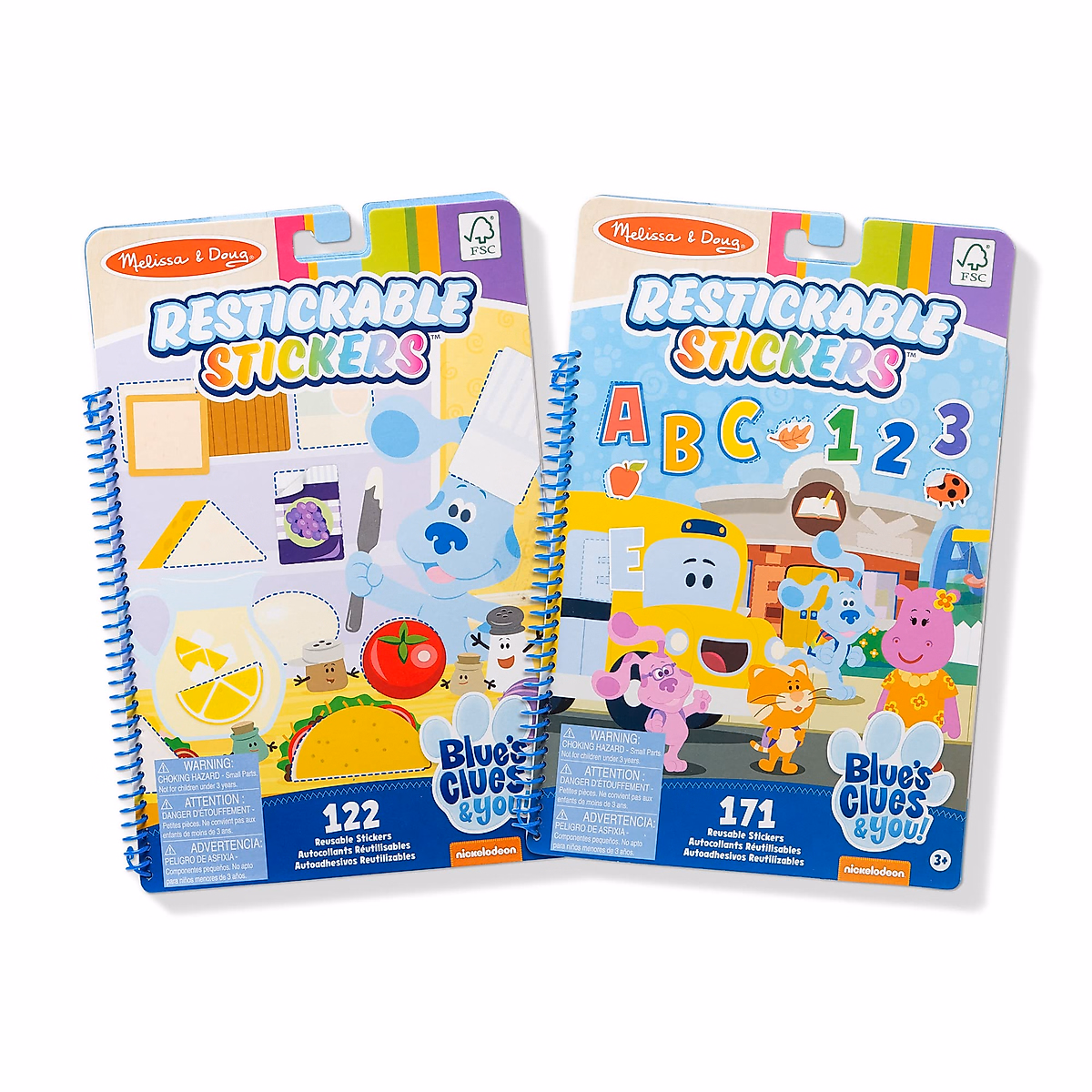 Melissa & Doug Blue’s Clues & You! Restickable Stickers 2-Pack (Shapes & Colors, Numbers & Letters)