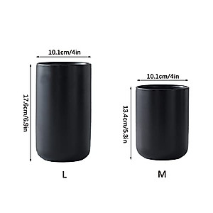 Utensil Holder for Kitchen Counter, Matte Ceramic Kitchen Utensil Holder for Countertop with Non slip Unglazed Base, Cooking Utensils Caddy Organizer Crock for Farmhouse Kitchen Decor(Medium-Black)