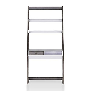 Furniture of America Lazlo Wood Writing Desk with Shelves in Distressed Gray