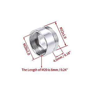uxcell Faucet Adapter M22x1.0 Male Thread to M20x1.0 Female Thread Copper Aerator for Garden Hose 23x13mm