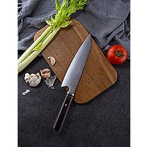 Kiritsuke Chef Knife,GRANDSHARP Kitchen Knife Damascus Pro Sharp VG10 High Carbon Stainless Steel 67-Layer Meat Sushi Fruit Cutting Cleaver Chef Knife[Gift Box]Ergonomic Wooden Handle-8 Inch