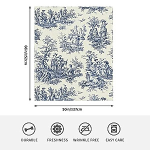 Toile Fleece Throw Blanket for Couch Sofa or Bed Throw Size, Soft Fuzzy Plush Blanket, Luxury Flannel Lap Blanket, Super Cozy and Comfy for All Seasons 50 x 60 inch…