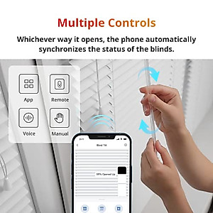 SwitchBot Blind Tilt Motorized Blinds - Smart Electric Blinds with Bluetooth Remote Control, Solar Powered, Light Sensing Control, Add Hub to Make it Compatible with Alexa & Google Home