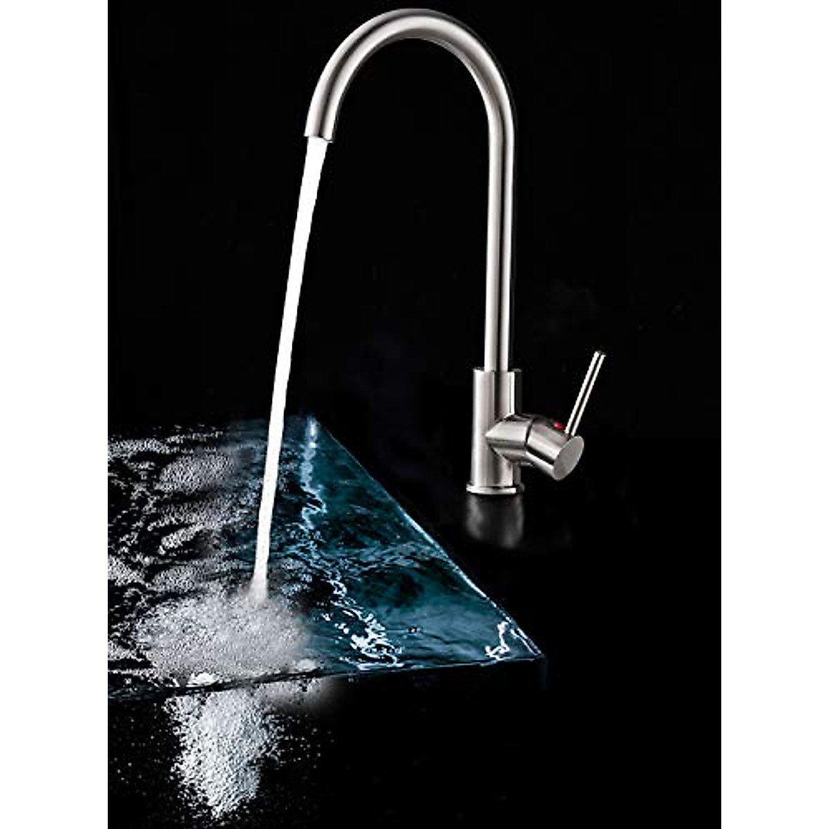 High Arch Kitchen Faucet Brushed Nickel,360 Degree Swivel Spout Kitchen Sink Faucet Hot and Cold Water Mixer, Modern Lead-Free Commercial Bar Sink Faucet fit for 1 Hole Single Handle Faucet Anti-Rust