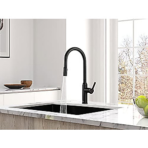 AguaStella AS81MB Matte Black Kitchen Sink Faucet with Pull Down Sprayer Single Handle High Arc