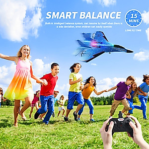 LUCKJOY RC Plane, RC Airplanes, 2.4GHz 2CH Remote Control Airplanes with Automatic Balance System, ZY-530PRO RC Glider for Beginner Adult Kids, Easy to Fly EPP Foam RC Aircraft Fighter with LED Light