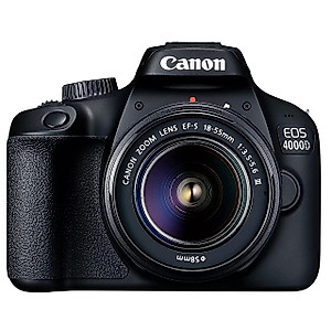 Canon EOS 4000D (Rebel T100) DSLR Camera w EF-S 18-55mm f/3.5-5.6 III Lens + EF-S 55-250mm f/4-5.6 is STM Lens + 2X 64GB Memory + Case + Filters + Tripod + More (35pc Bundle) (Renewed)