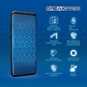 BREAK FREE Liquid Glass Screen Protector With $250 Coverage | Wipe On Scratch and Shatter Resistant Nano Protection for All Phones Tablets and Smart Watches - Universal Compatibility