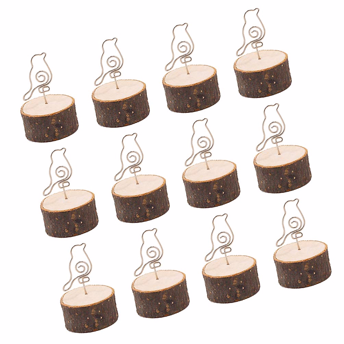 Amosfun 12 Pcs Wooden Table Name Number Holder Photo Picture Menu Note Memo Clips Holder for Wedding Office Christmas Table Decorations (Bird Shape)