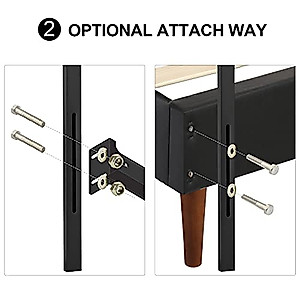 VECELO Faux Headboard Upholstered Heaboards Banded Tufted Modern Bed Backboard, Twin Size, Twin/Twin XL, Leather Black