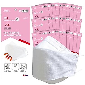 [30Packs]KF-94 - Face Protective Mask for Adult (White) [Made in Korea] [30 Individually Packaged] 4-Layers Premium KF-94 Certified Face Safety Dust White Mask for Adult
