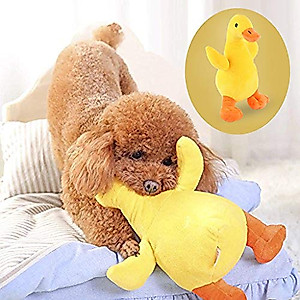 Plush Squeaky Dog Toy, Wakeu Cute Yellow Duck Stuffing Durable Interactive Toy, Dog Chew Toys for Aggressive Chewers Sound Chew, Small Medium Dogs Puppy Cat Grinding Teeth Toy
