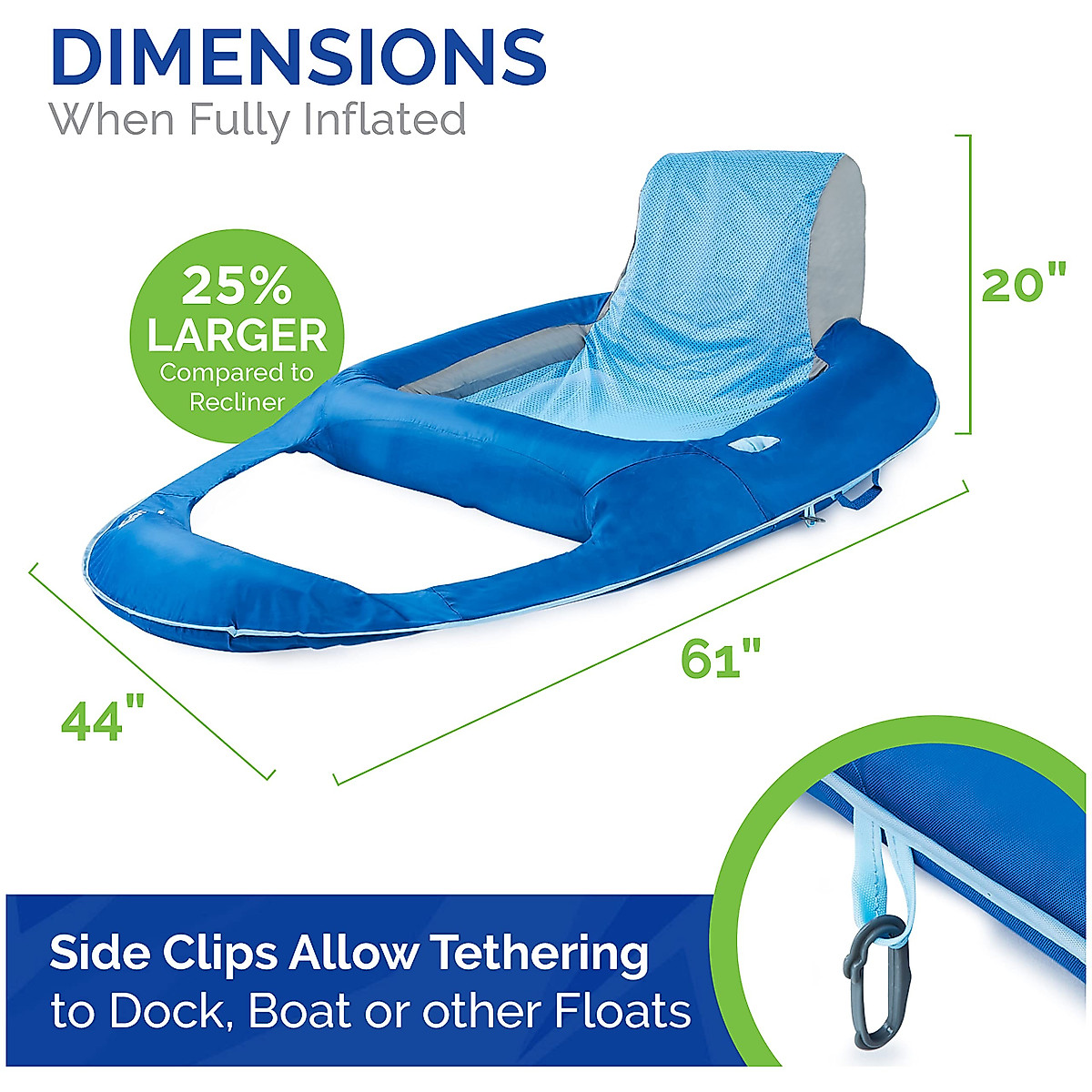 Kelsyus Premium Floating Lounger XL with Fast Inflation, Inflatable Recliner Chair, Lake & Pool Float for Adults with Cup Holder, Amazon Exclusive