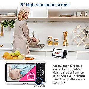 VTech VM350 Video Monitor with Battery Supports 12-hr Video-Mode, 21-hr Audio-Mode, 5" Screen, 1000ft Long Range, Bright Night Vision, 2-Way Talk, Auto-on Screen, Lullabies