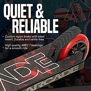 ARCADE Pro Scooters - Stunt Scooter for Kids 8 Years and Up - Perfect for Beginners Boys and Girls - Best Trick Scooter for BMX Freestyle Tricks (Black/Red)