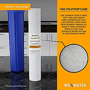 Max Water Slim Blue 5 Micron 20 inch x 2.5 inch Whole House Melt-Blown Polypropylene Sediment Water Filter Replacement Cartridge (Pack of 25)
