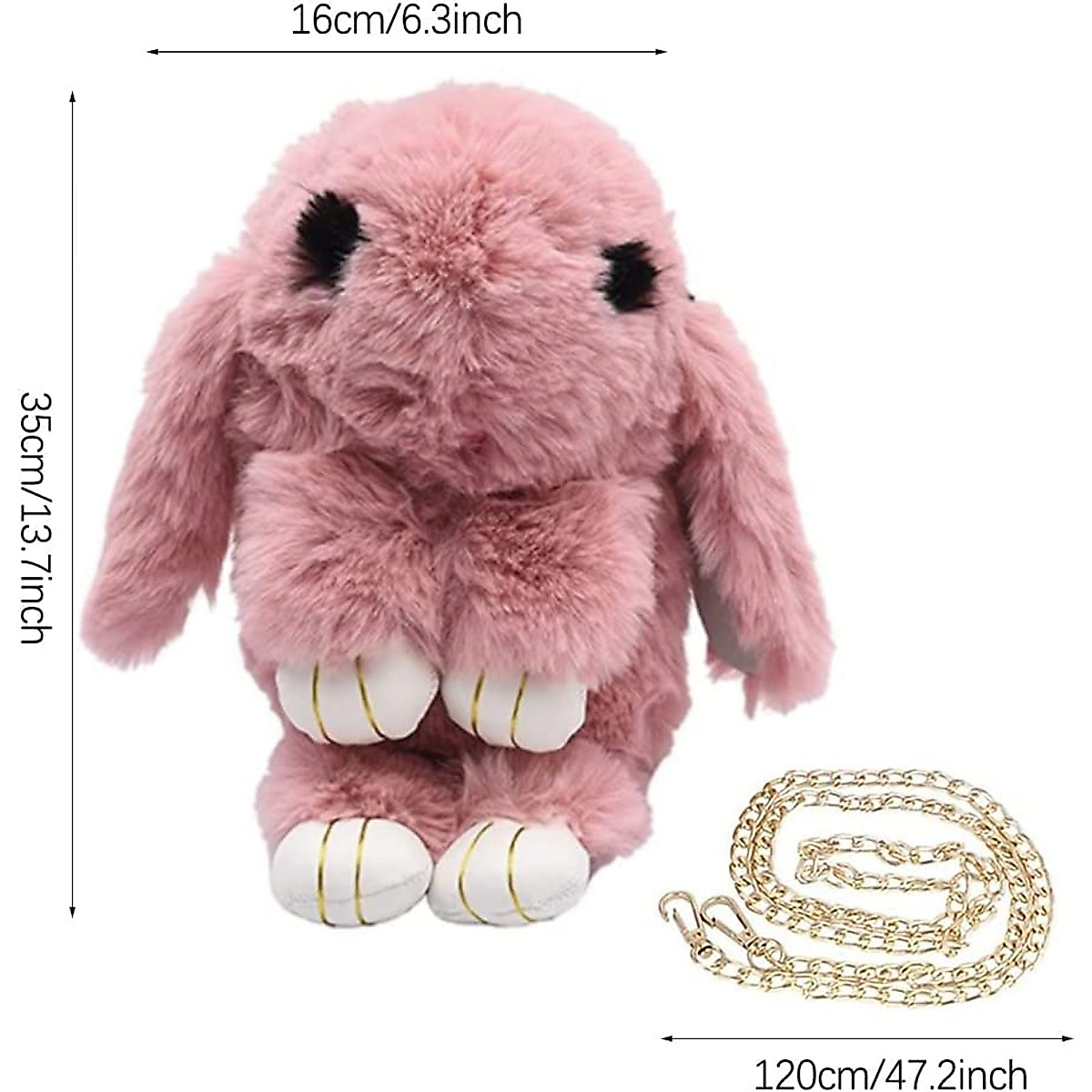 YUNPLAN Faux Rabbit Fur Crossbody Shoulder Bag, Stuffed Animal Backpack for School Girls, Cute Cartoon Bag Cosplay Shoulder Bag