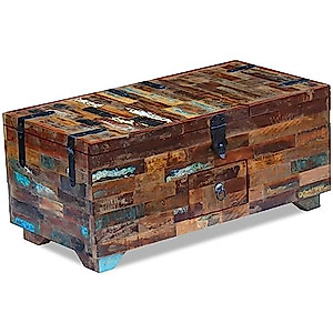 QJBSAVVA Coffee Table Box Chest Solid Reclaimed Wood 31.5"x15.7"x13.8",Living Room Furniture Side Tables Narrow Bedside Tables Suitable for Meeting Rooms, Reception Rooms, Offices