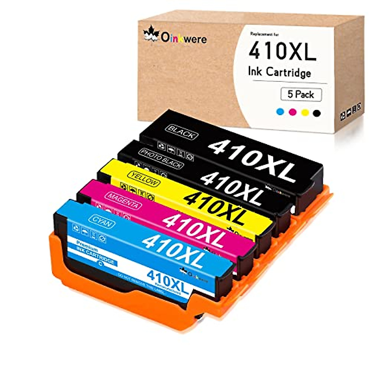 OINKWERE Remanufactured 410XL Ink Cartridges Replacement for Epson 410 XL T410XL to use with Epson Printers Expression XP-7100 XP-830 XP-640 XP-630 XP-635 XP-530 (5-Pack)