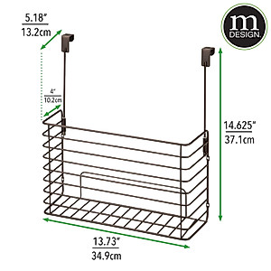mDesign Metal Wire Kitchen Bakeware Organizer Basket - Hang Over Cabinet Door - Storage for Baking Sheets, Cupcake Tins, Cutting Boards, Foil, or Plastic Wrap - Concerto Collection - Bronze
