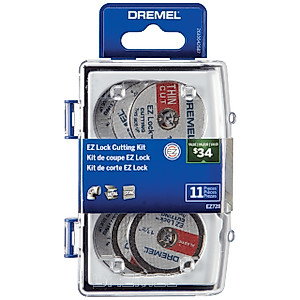 Dremel EZ728-01 EZ Lock Rotary Tool Cutting Discs Accessory Kit, Cut-Off Wheels for Plastic, Metal, and Thin Cuts, 11- Piece Assorted Accessories Set