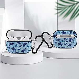 Blue Turtle Animals Airpods Pro Case Bluetooth Fashion Portable Shockproof and Anti-Scratch Headphone Charging Case Protective Case for Airpods Pro with Keychain Chain Gift Unisex