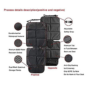 Car Seat Protector, 2 Pack Large Auto Car Seat Protectors for Child Car Seat, Thick Carseat Seat Protector with Organizer Pockets