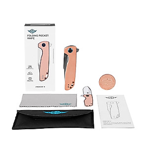 OKNIFE Freeze 2 EDC Knife with Carbon Fiber Overlay Handle Bundle with Freeze 2 Folding Pocket Knfie with Copper Handle