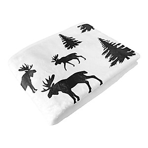 Sweet Jojo Designs Woodland Moose Boy Milestone Blanket Monthly Newborn First Year Growth Mat Baby Shower Memory Keepsake Gift Picture - Black and White Forest Adventure Awaits Rustic Patch