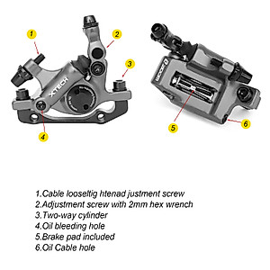 MTB Road HB-100 MTB Road Line Pulling Hydraulic Disc Brake Calipers Front & Rear Mountain Bike Disc Brake E-BIKE Disc Brake (1 Pair Black)